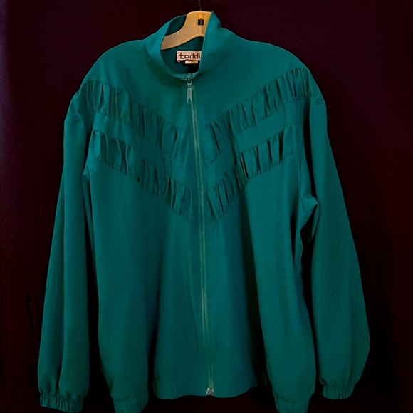 Teddi | Jackets & Coats | Vintage Womens Teal Lightweight Jacket By ...